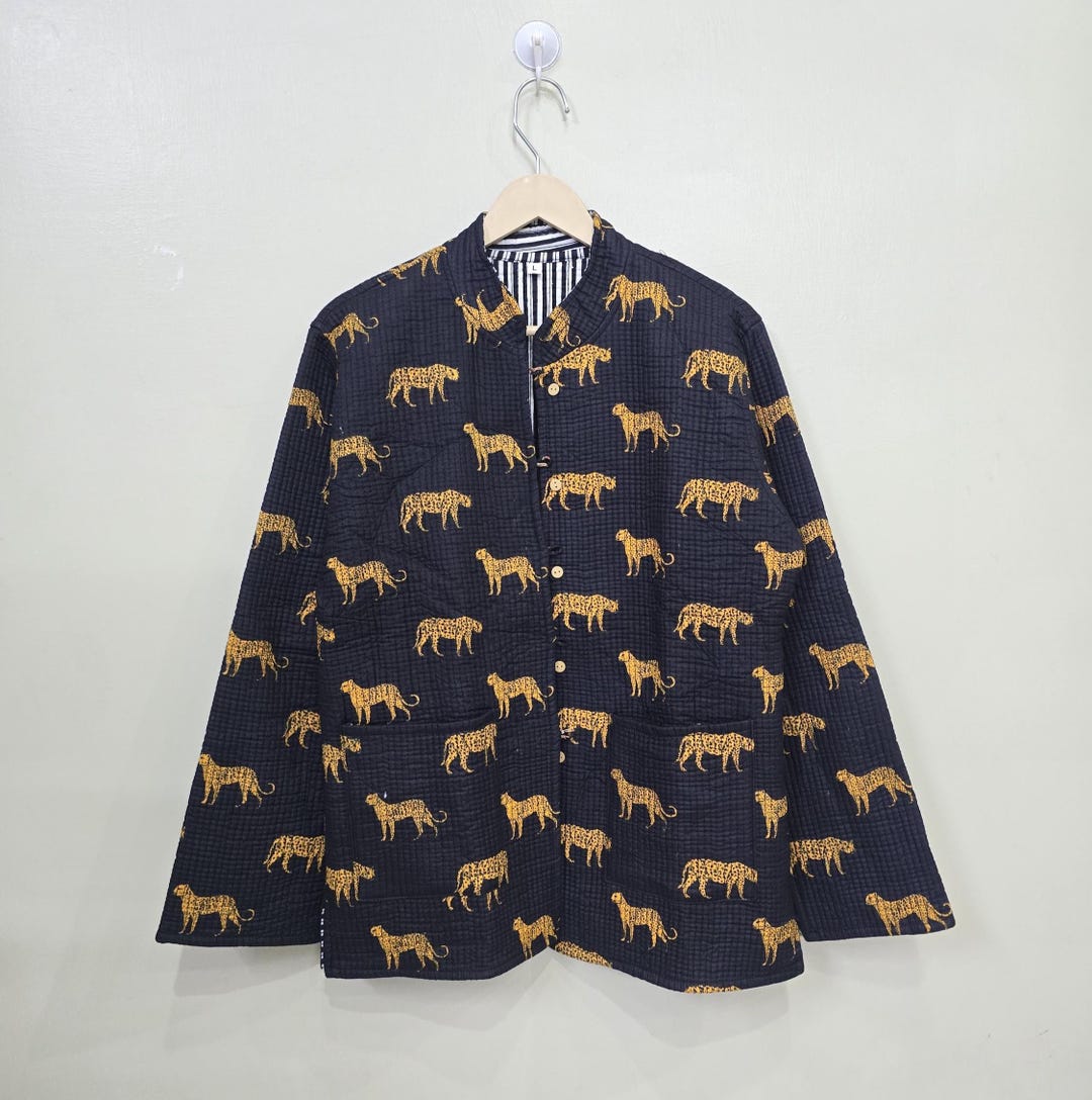 Tiger Print Quilted Jacket Women Clothing Indian Hand Print Jacket New ...