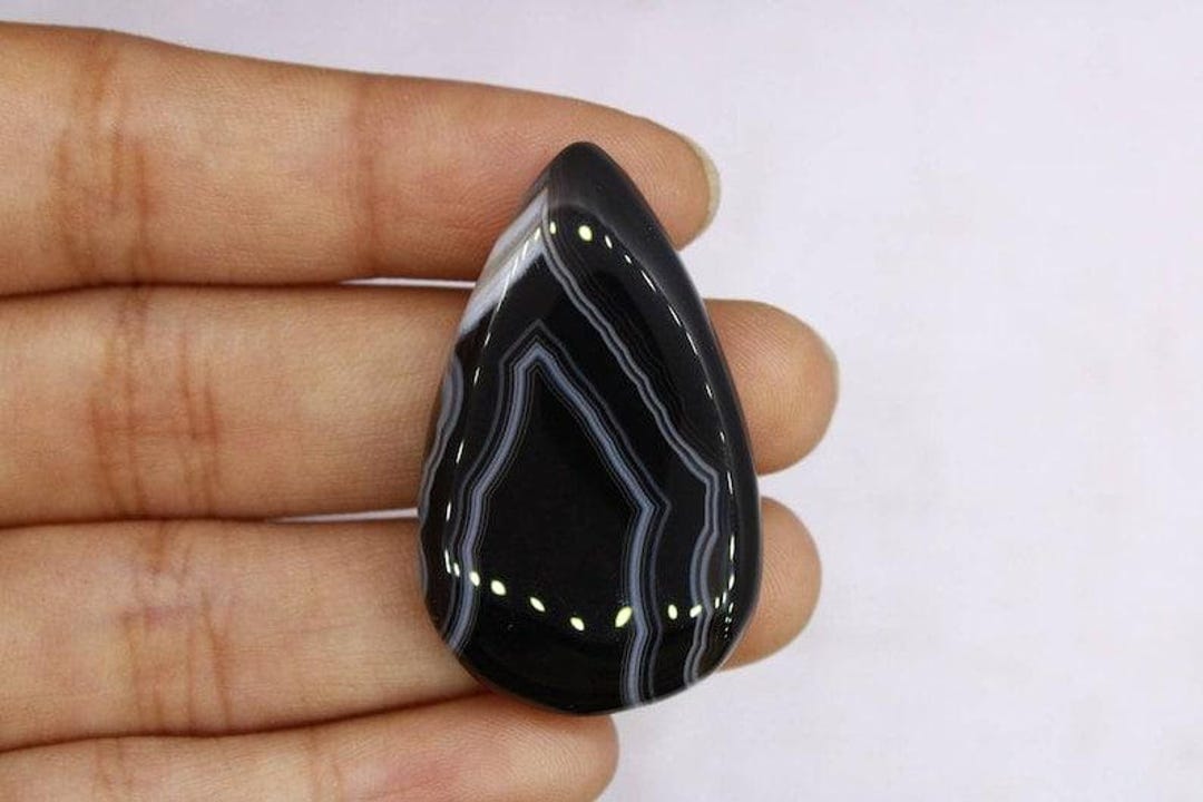 Rare! Black Banded Agate, Black Agate Semi Precious Jewellery Making ...