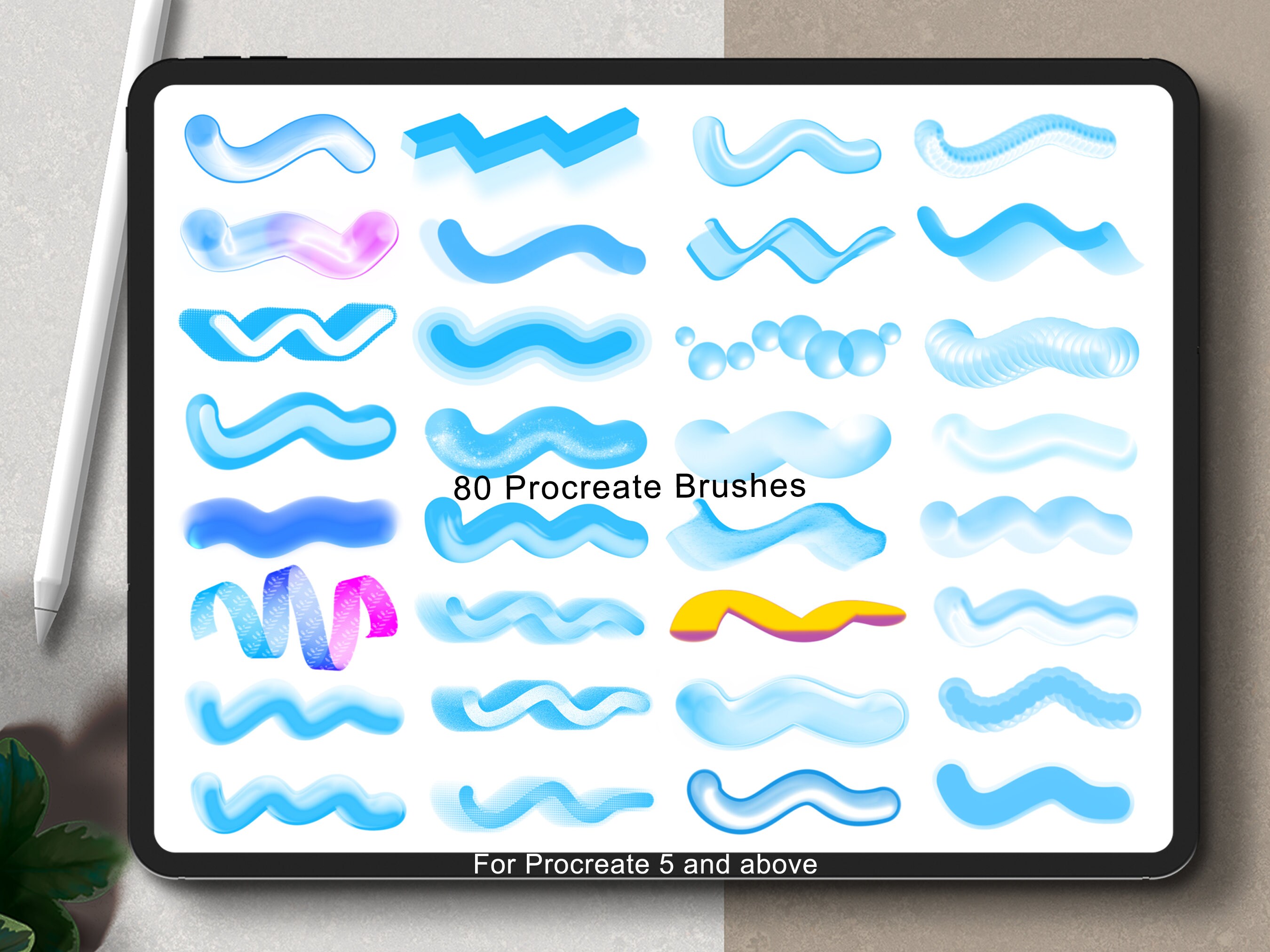 3D Procreate Brushes for Lettering, 3D Brush Bundle, Calligraphy Outline Gold Glitter Gloss ...