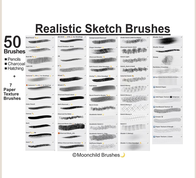 Procreate Pencil Sketch Brushes, Color Pencil Charcoal Hatch Procreate Brush Set, Digital ...