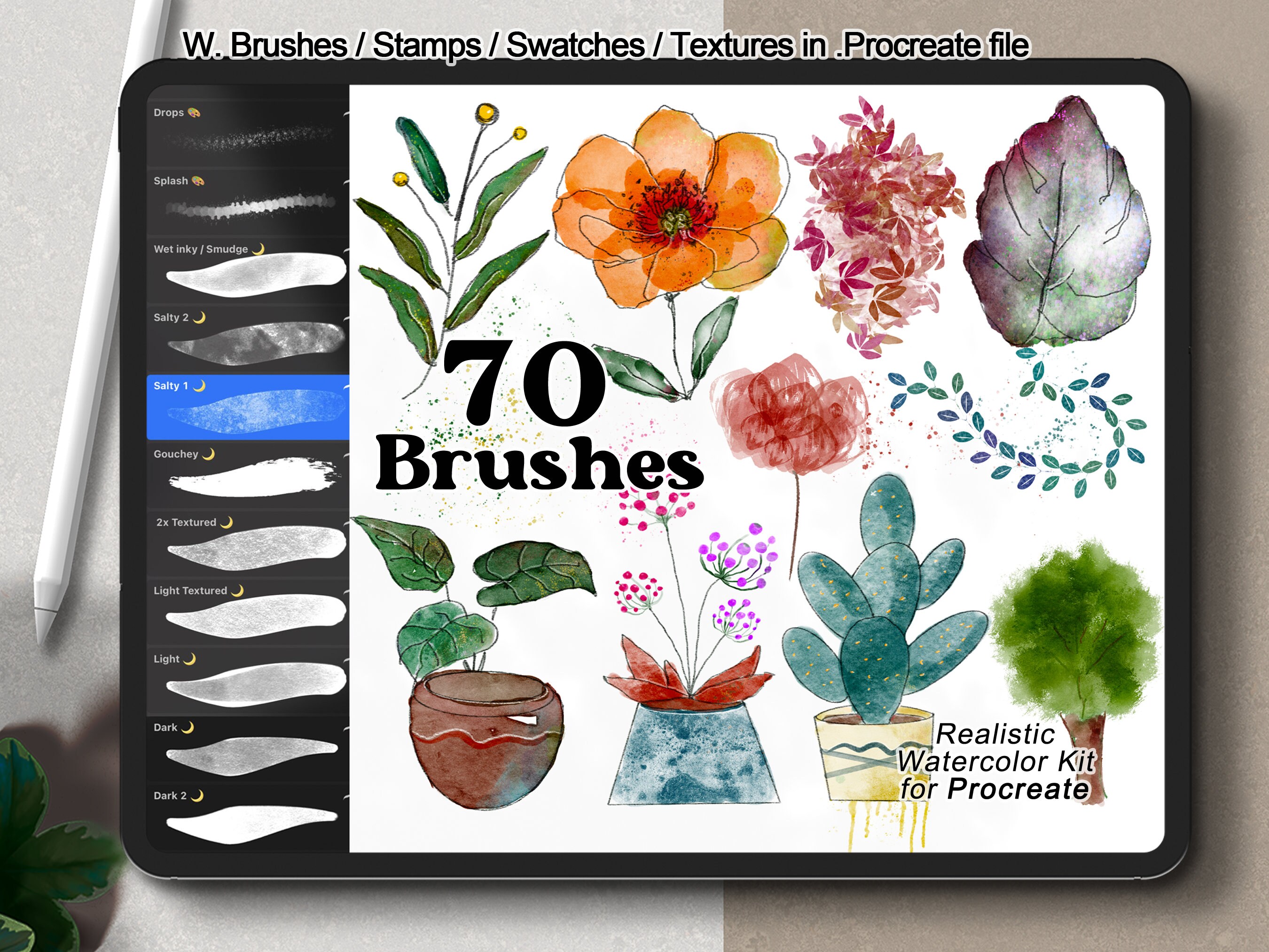 Procreate Watercolor Brushes Watercolor Brush Set for iPad - Etsy