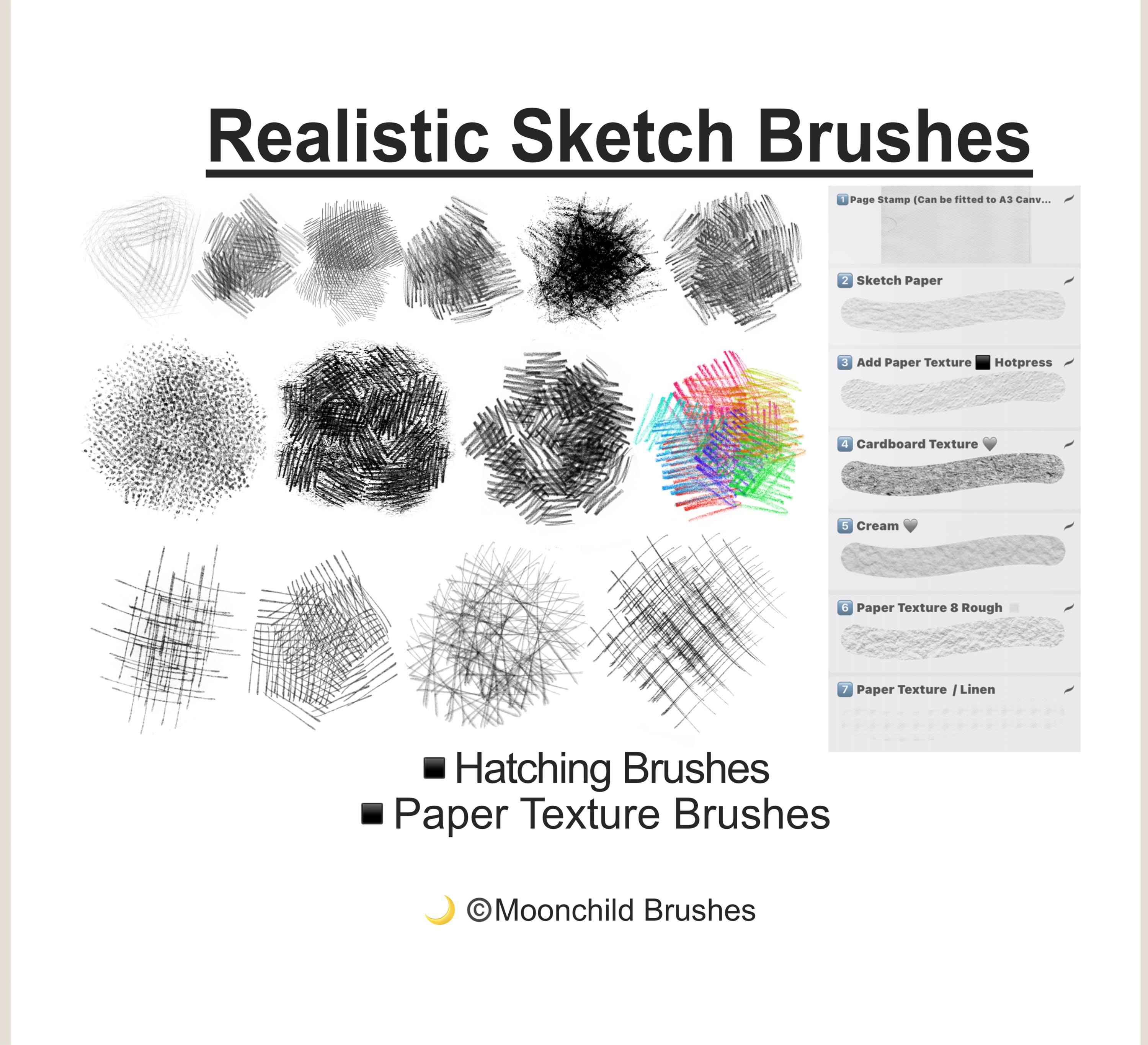 Procreate Pencil Sketch Brushes, Color Pencil Charcoal Hatch Procreate ...
