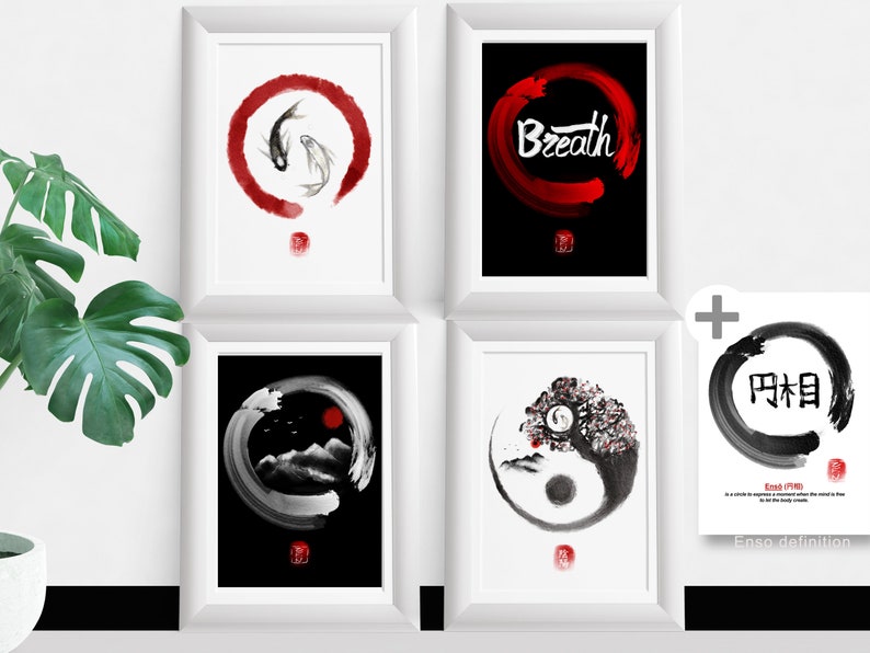 Enso Circle Zen Printable Wall Art Poster Yin Yang Koi Fish Bonsai ...