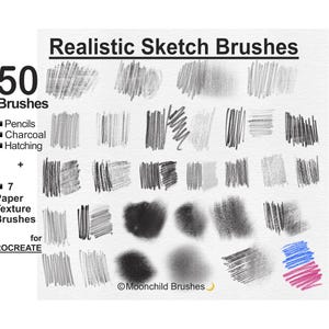 Procreate Pencil Sketch Brushes, Color Pencil Charcoal Hatch Procreate Brush Set, Digital ...