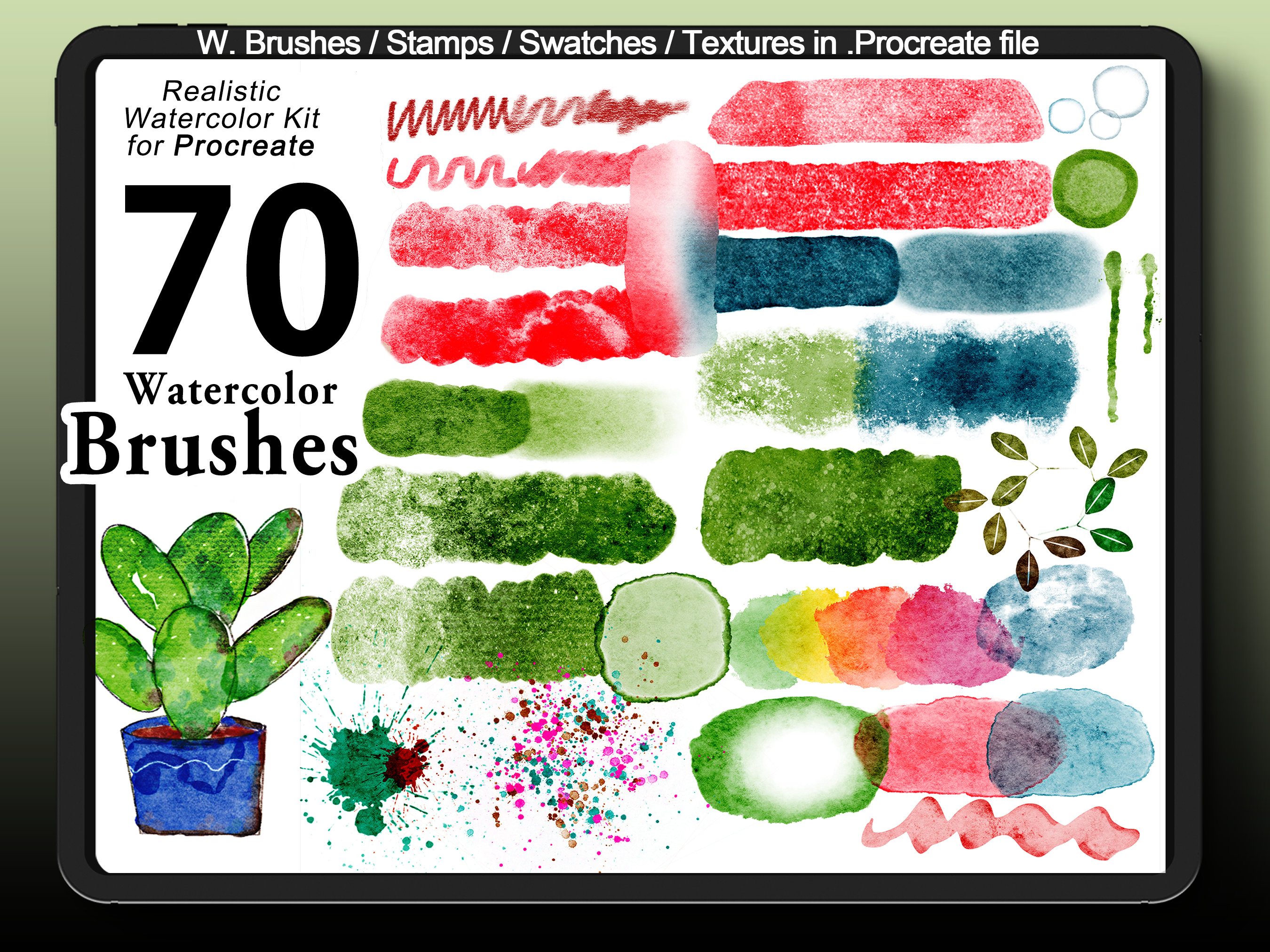 Procreate Watercolor Brushes, Watercolor Brush Set for Ipad, Paper ...