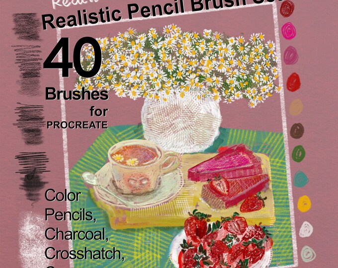 Realistic Pencil Procreate Brushes, Color Pencil, Charcoal, Pastel ...