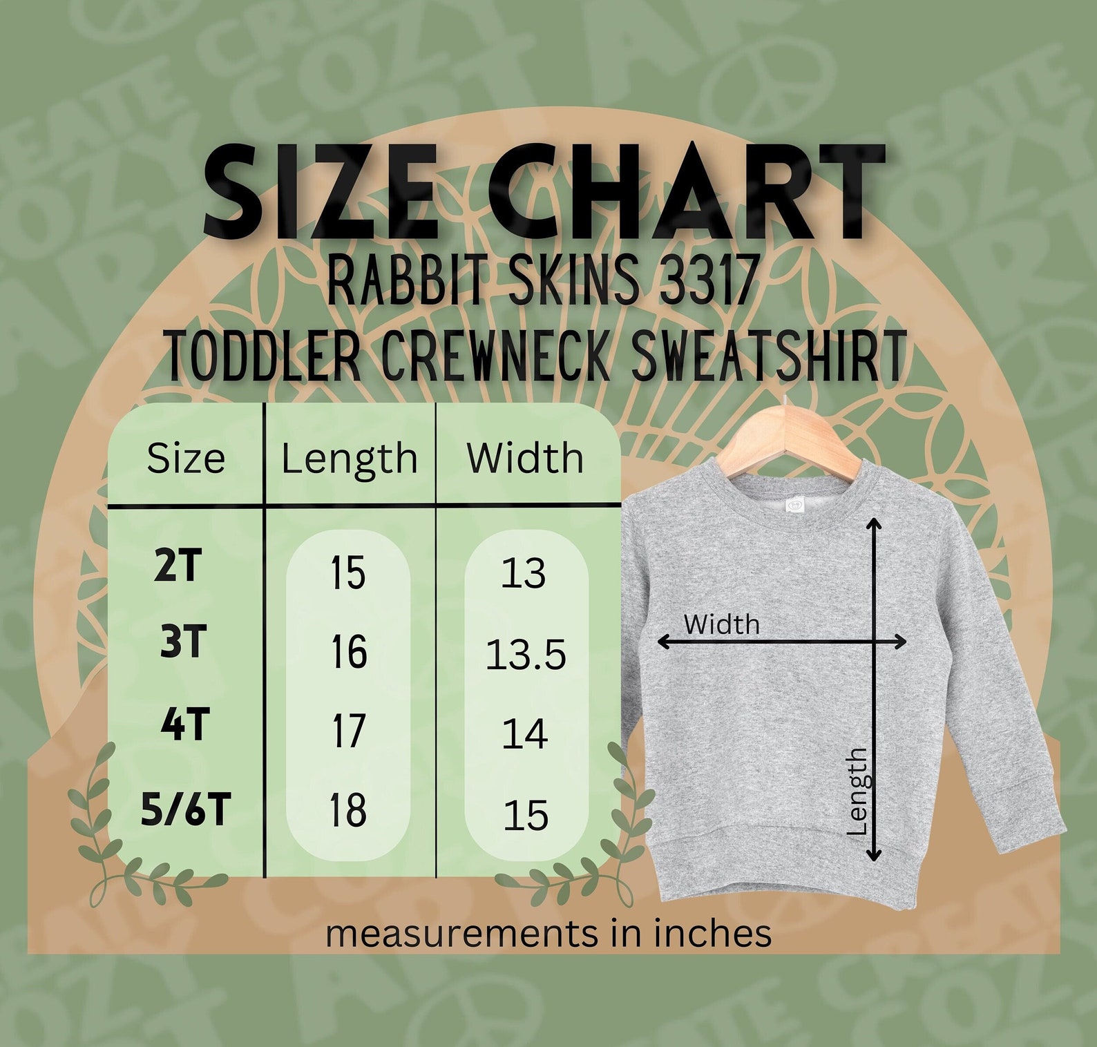 Rabbit Skins Size Chart, Youth Size Chart, Size Chart With Mockup, Boho ...