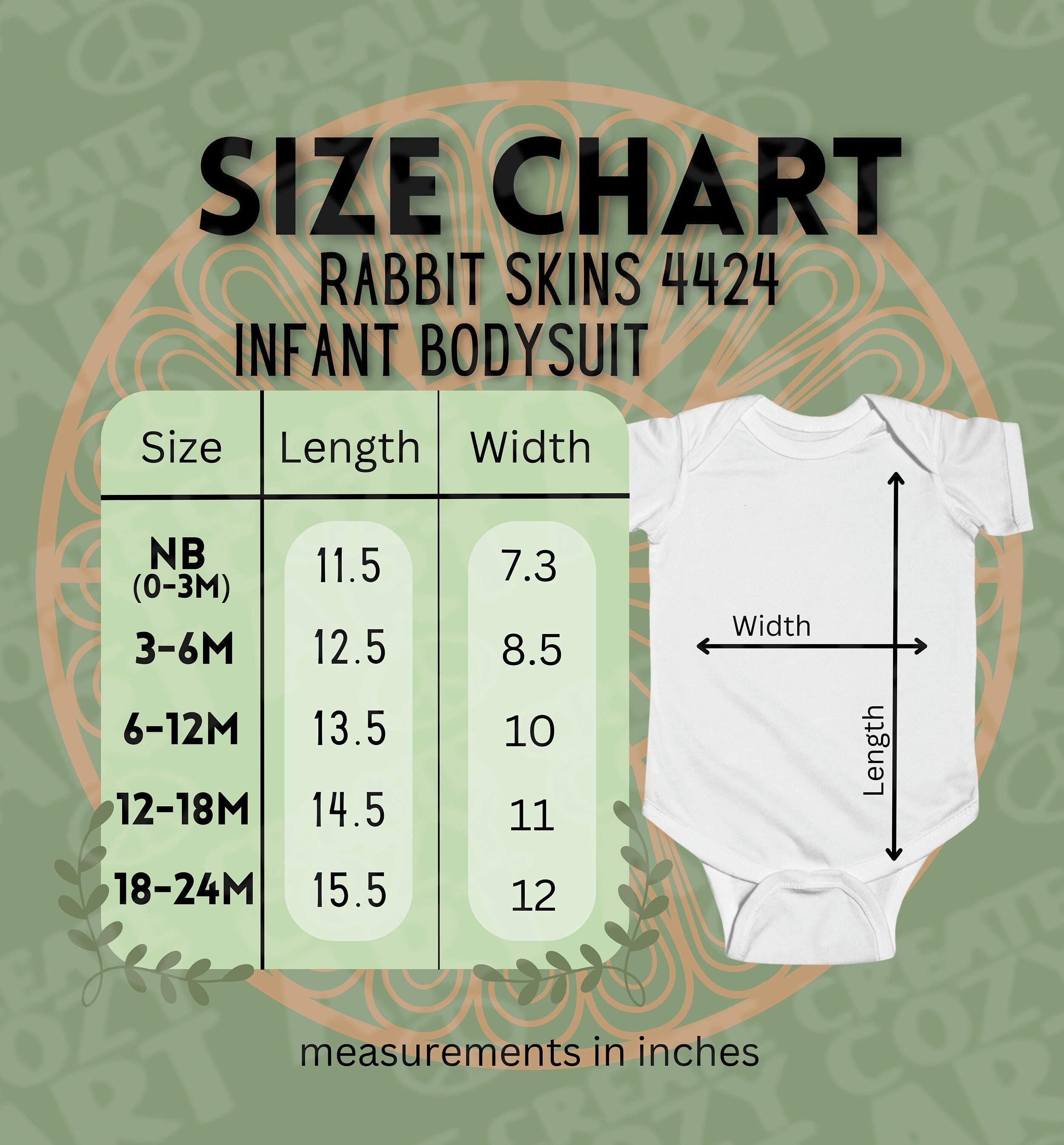 Rabbit Skins Size Chart, Infant Size Chart, Bodysuit, Size Chart With ...
