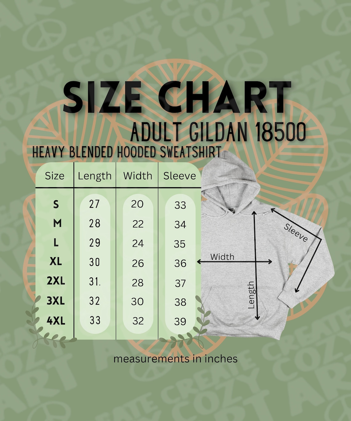 Gildan Size Chart, Adult Gildan Size Chart, Size Chart Mockup, Boho ...