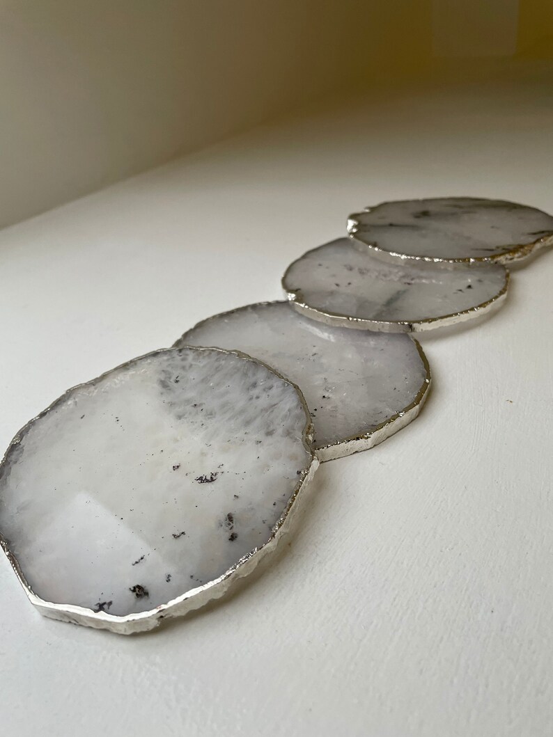 White Agate Stone Crystal Coasters,almost PERFECT Stone Coasters in the ...