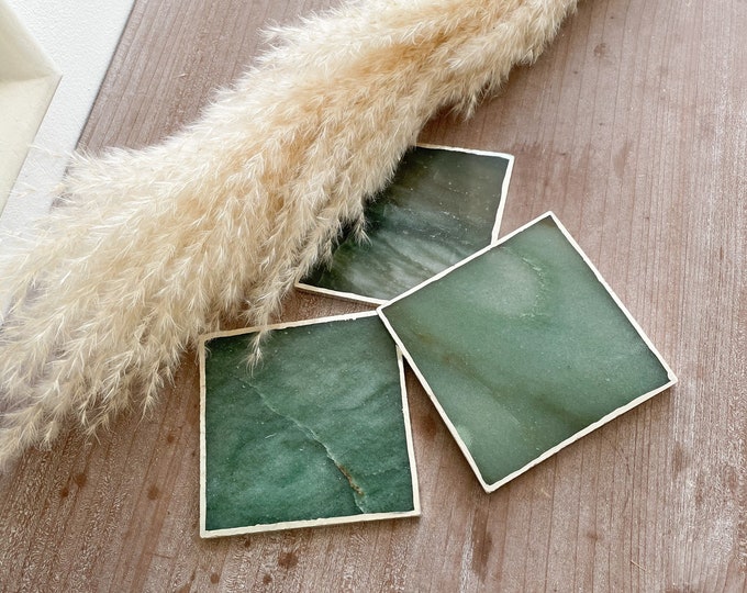 GREEN Agate Coasters. Emerald Geode Coasters. Gem Coasters. SILVER or ...