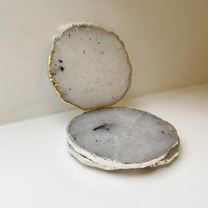 White Agate Stone Crystal Coasters,almost PERFECT Stone Coasters in the ...