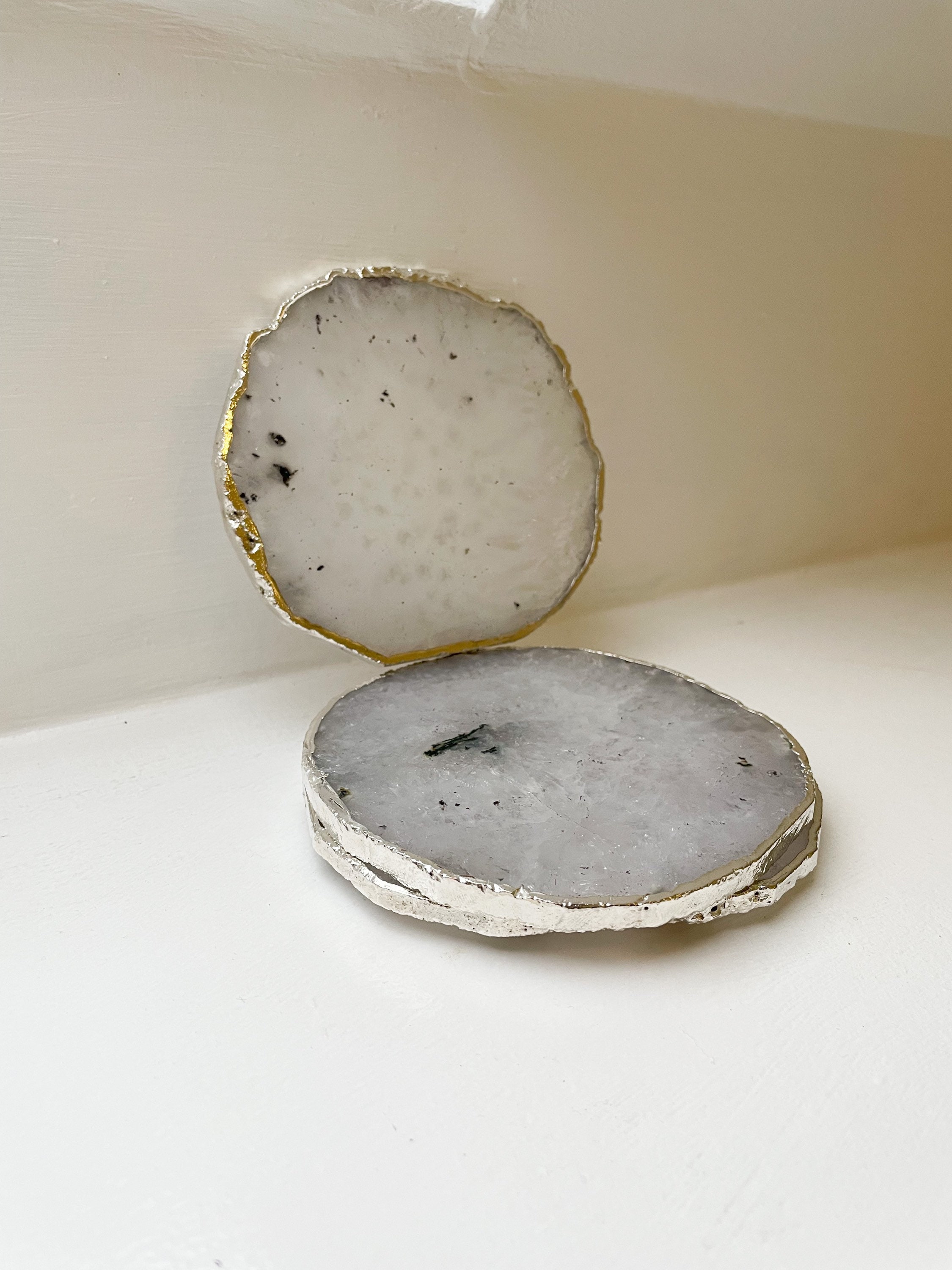 White Agate Stone Crystal Coasters,almost PERFECT Stone Coasters in the ...