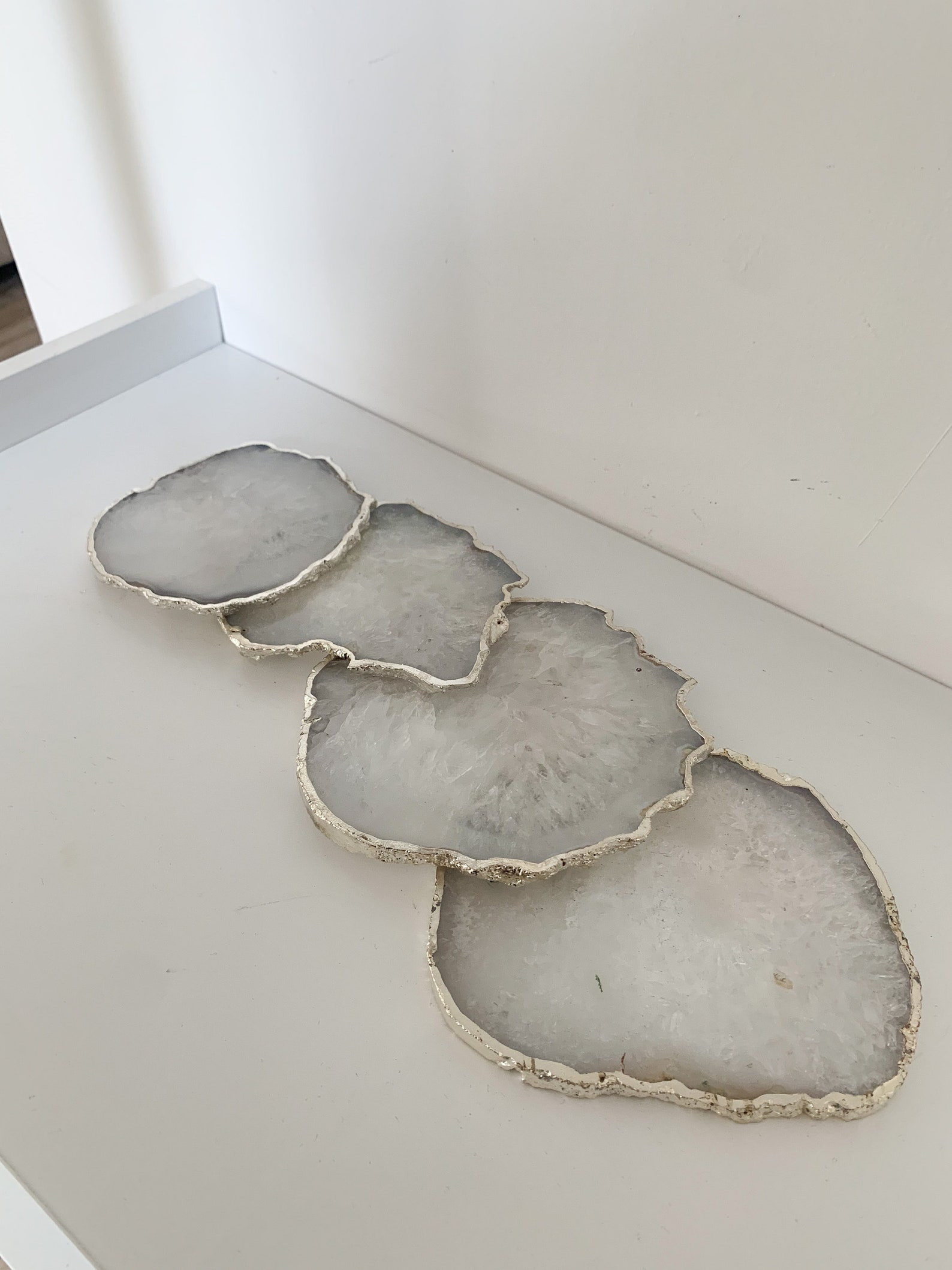 Silver Edge Agate Stone Coasters Agate Coasters in the Uk - Etsy