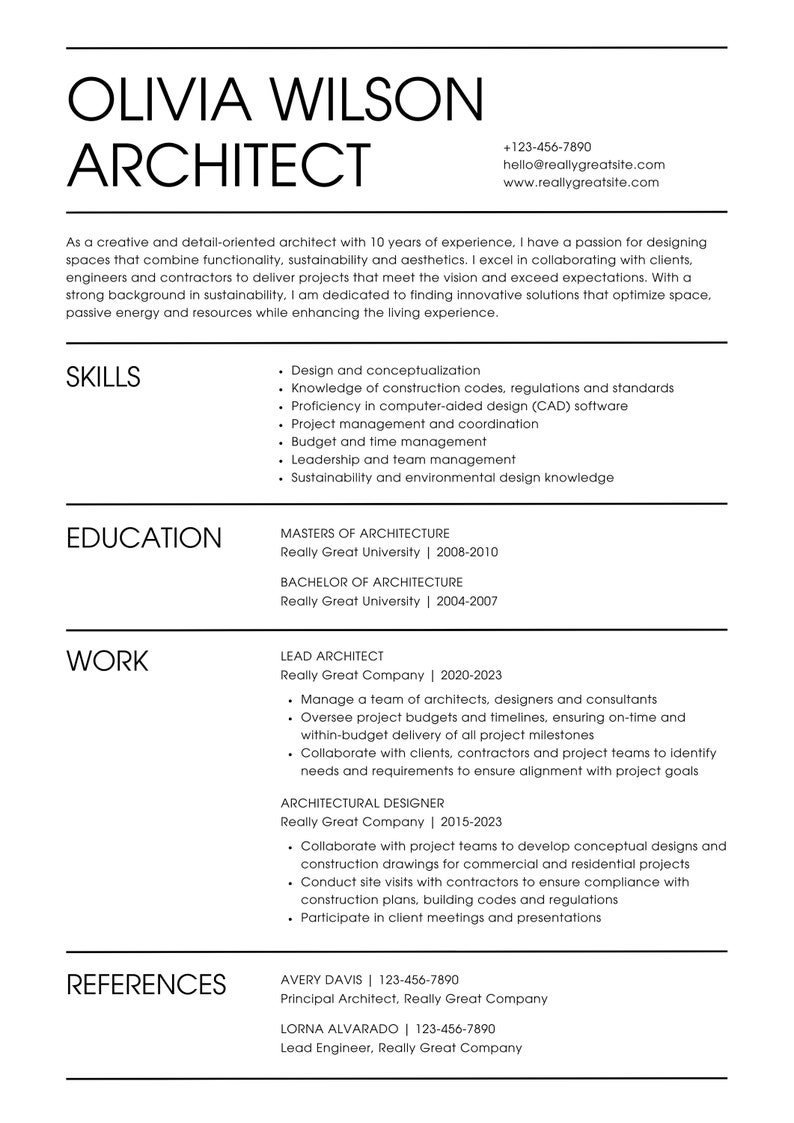 Architect Your Future: Modern Typography Yellow & Black Resume Template ...