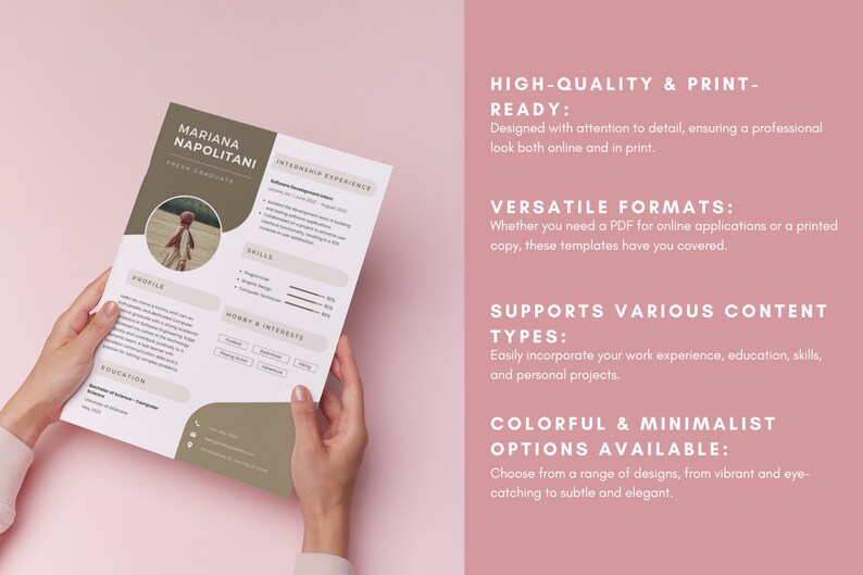 Modern Professional Resume Template - Editable Business CV Design for ...
