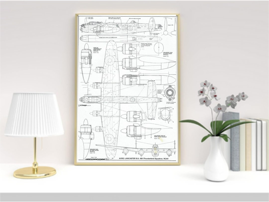 Avro Lancaster Aircraft Blueprint Poster Diagram Breakdown Exploded ...