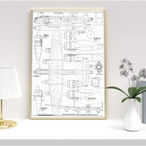 Avro Lancaster Aircraft Blueprint Poster Diagram Breakdown Exploded ...