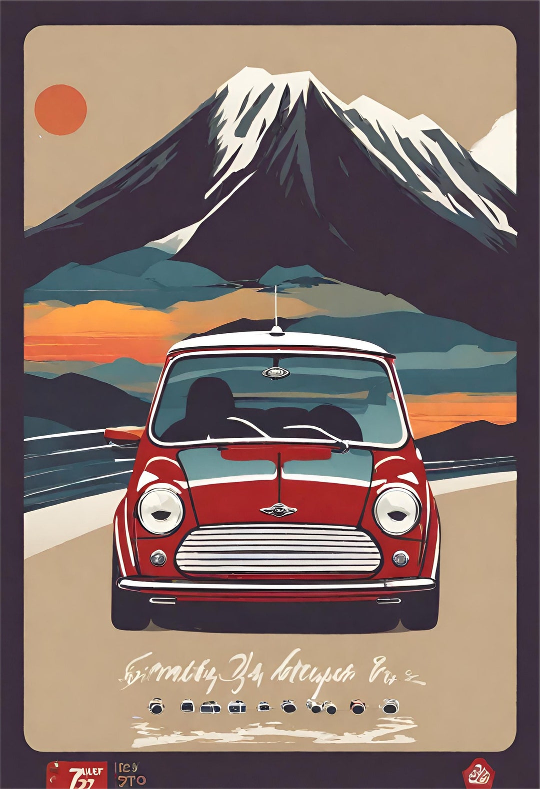 Mini Cooper S British Classic Car Poster Japanese Travel Advertisement ...