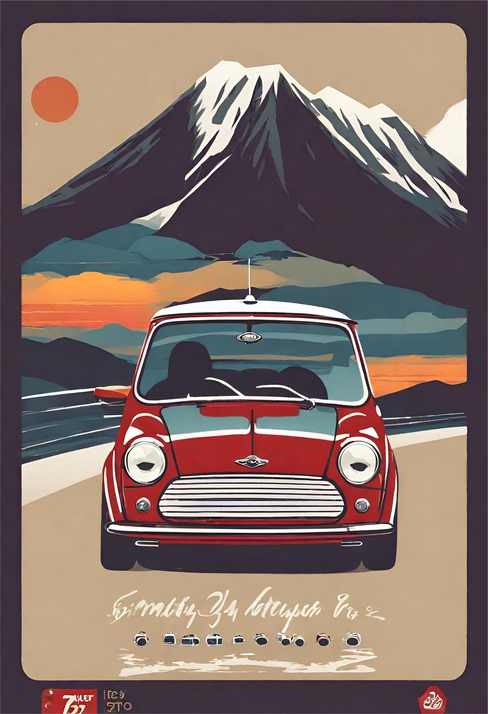 Mini Cooper S British Classic Car Poster Japanese Travel Advertisement ...