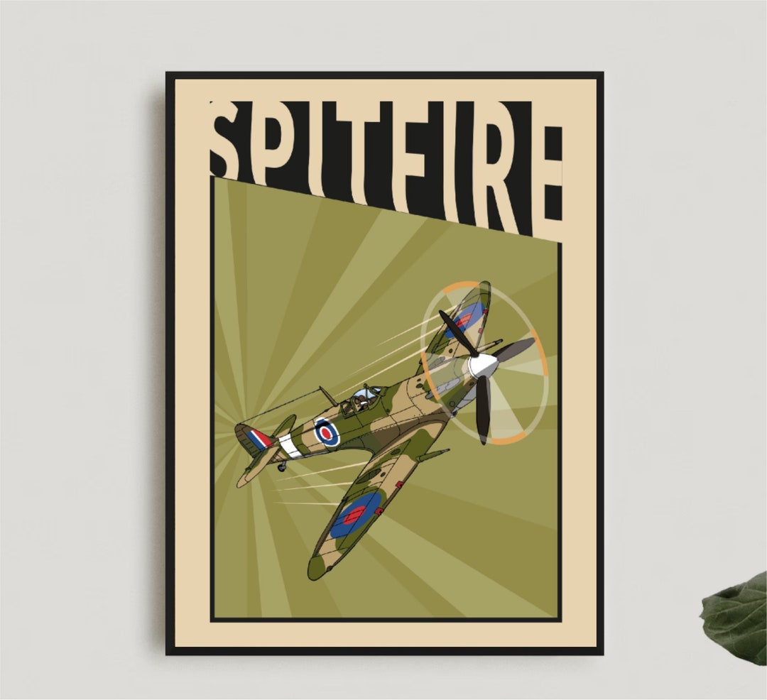 Supermarine Spitfire Poster Minimalist WW2 Aircraft War Bird Print ...