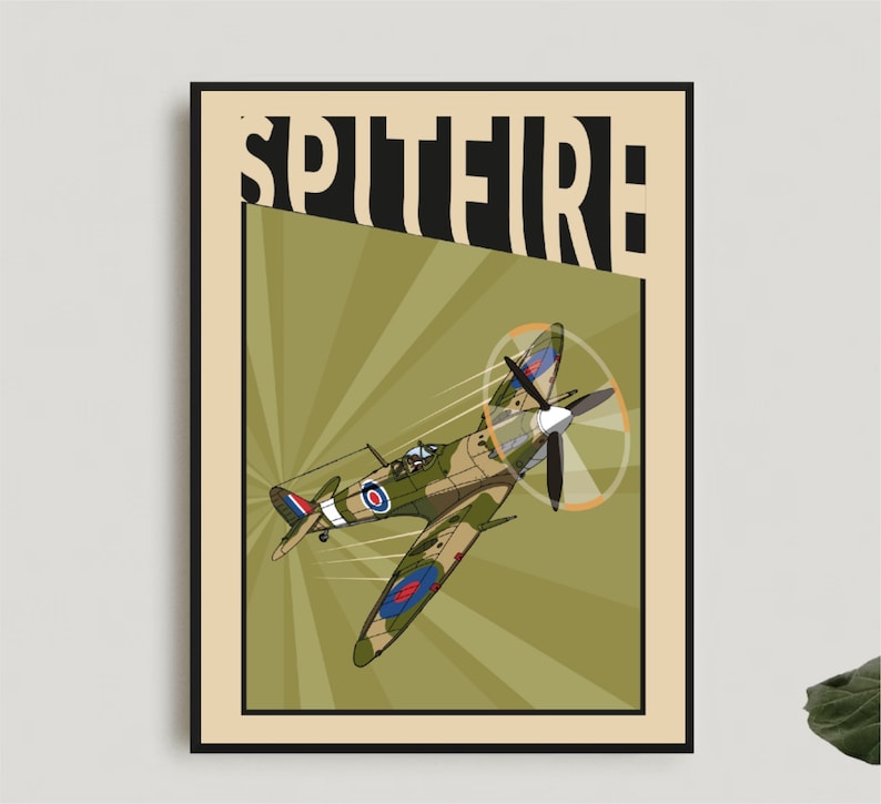 Supermarine Spitfire Poster Minimalist WW2 Aircraft War Bird Print ...