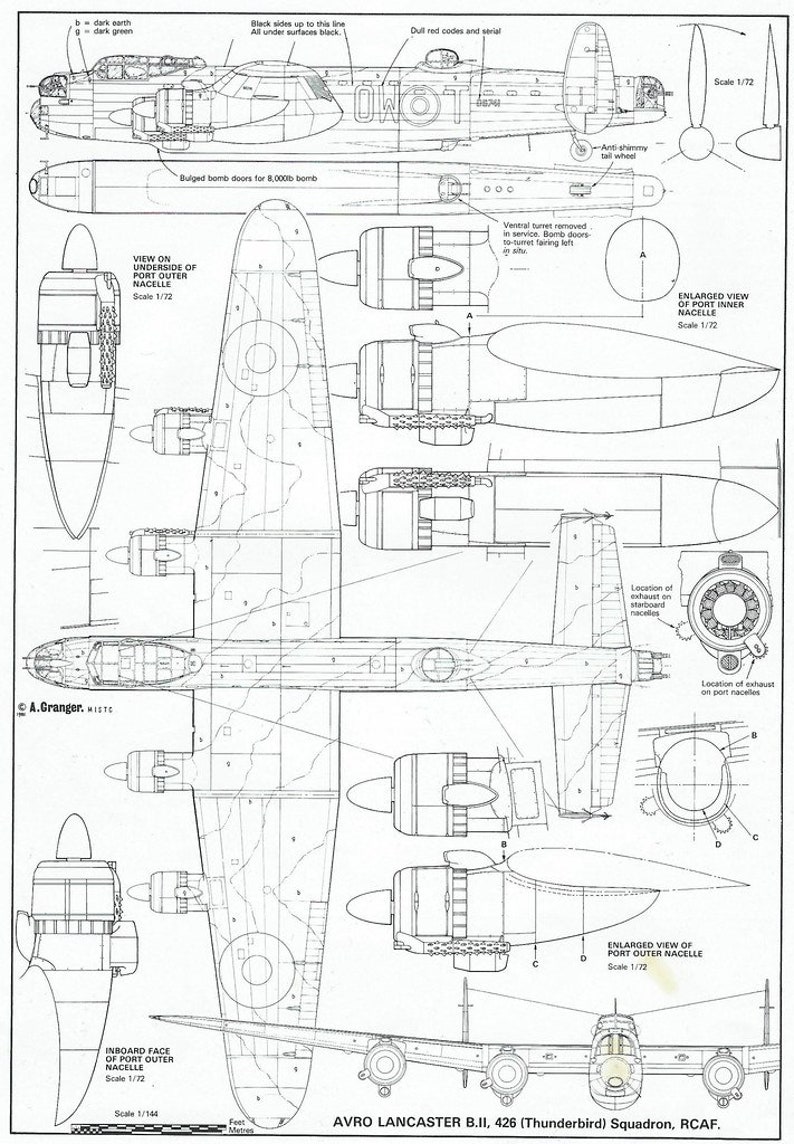 Avro Lancaster Aircraft Blueprint Poster Diagram Breakdown Exploded ...