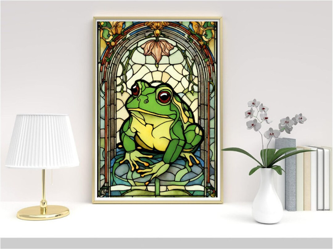 Stained Glass Window Poster Art Nouveau Frog Toad Art Deco 1920s 1930s ...