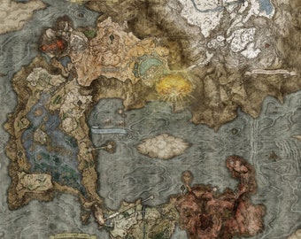 Elden Ring Lands Between Map Framed Poster, Elden Ring Map, High-quality Detailed Game Map, Map ...
