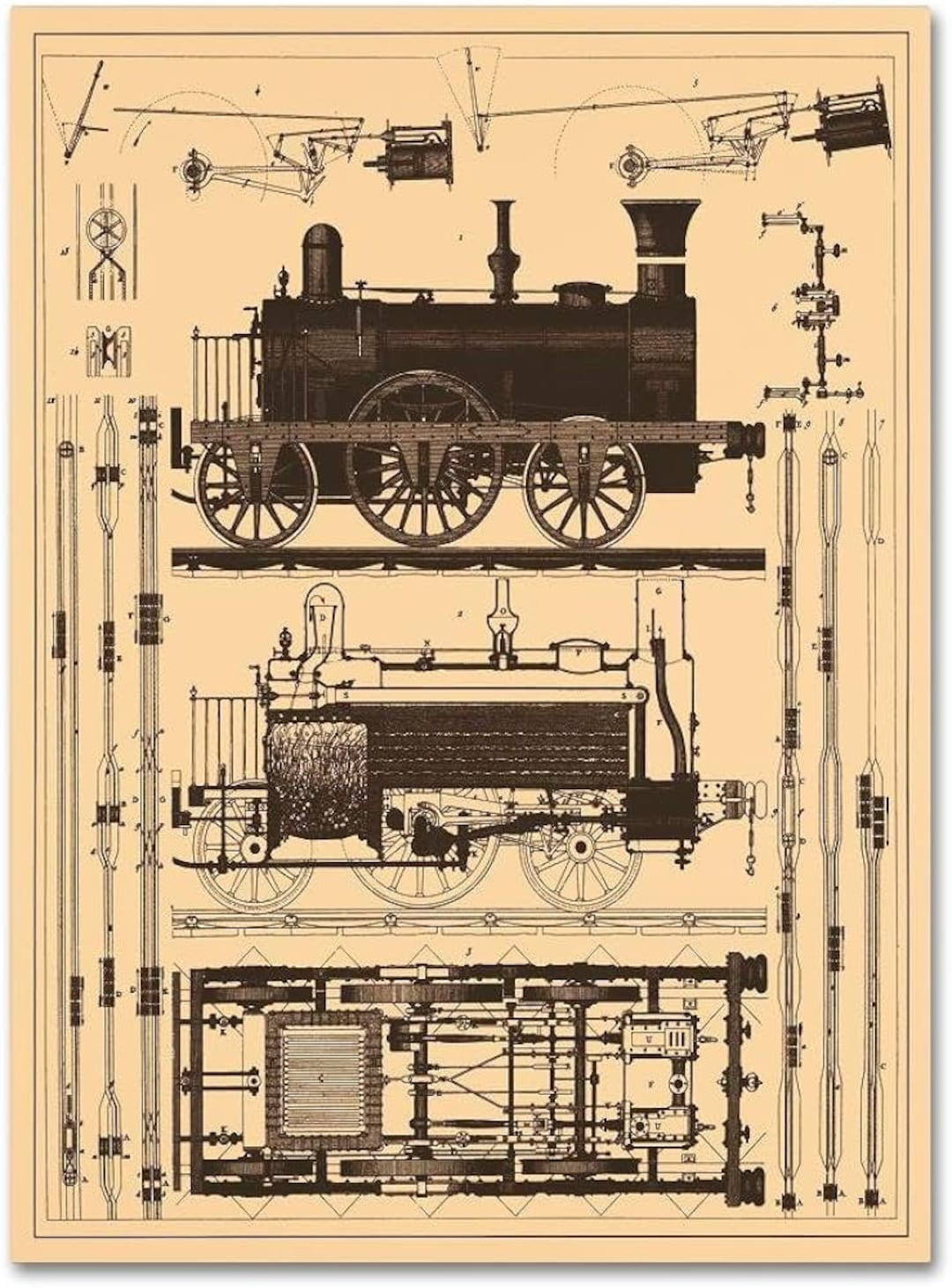 Steampunk Steam Train Engine Locomotive Train Engine Vintage Diagram ...