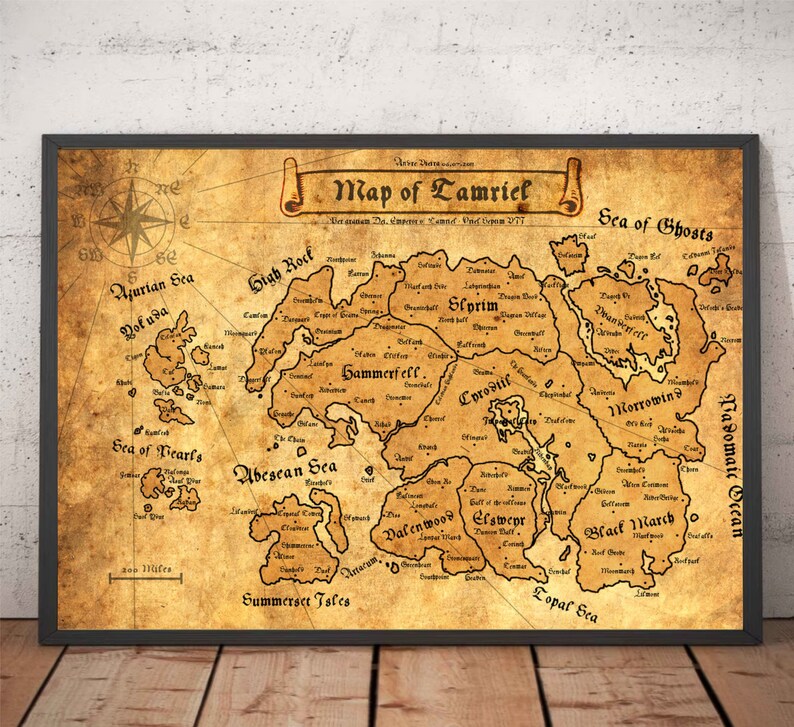 Ancient Map of Tamriel the Elder Scrolls High-quality Detailed Game Map ...