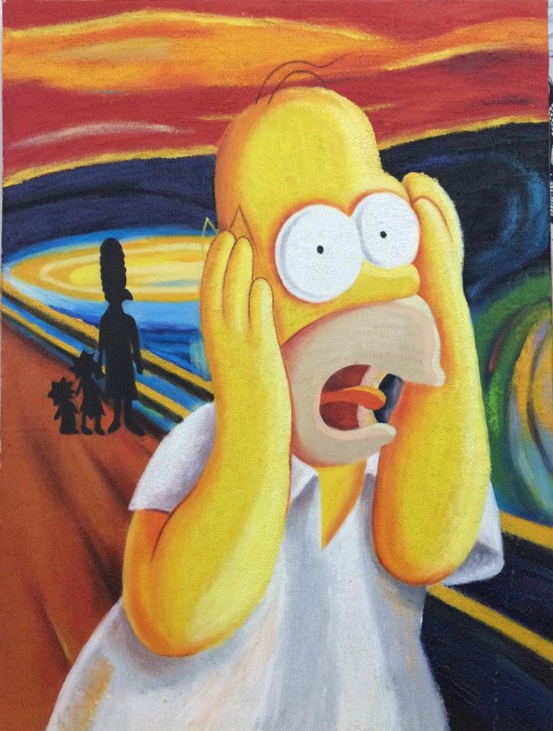 Homer Simpson Edvard Munch the Scream the Simpsons Antique Painting Art ...