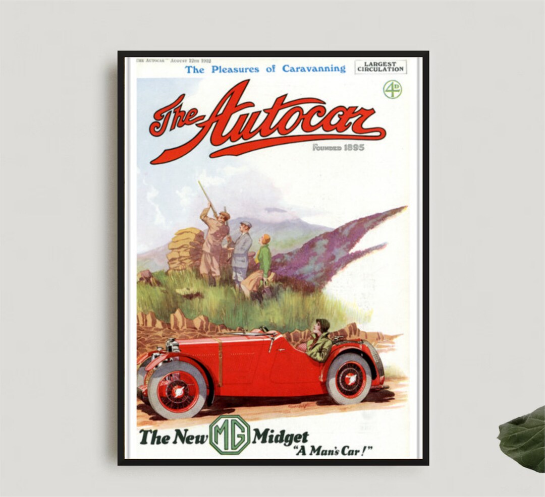 MG Midget 1932 Vintage British Sports Car Poster Print Art Nouveau ...