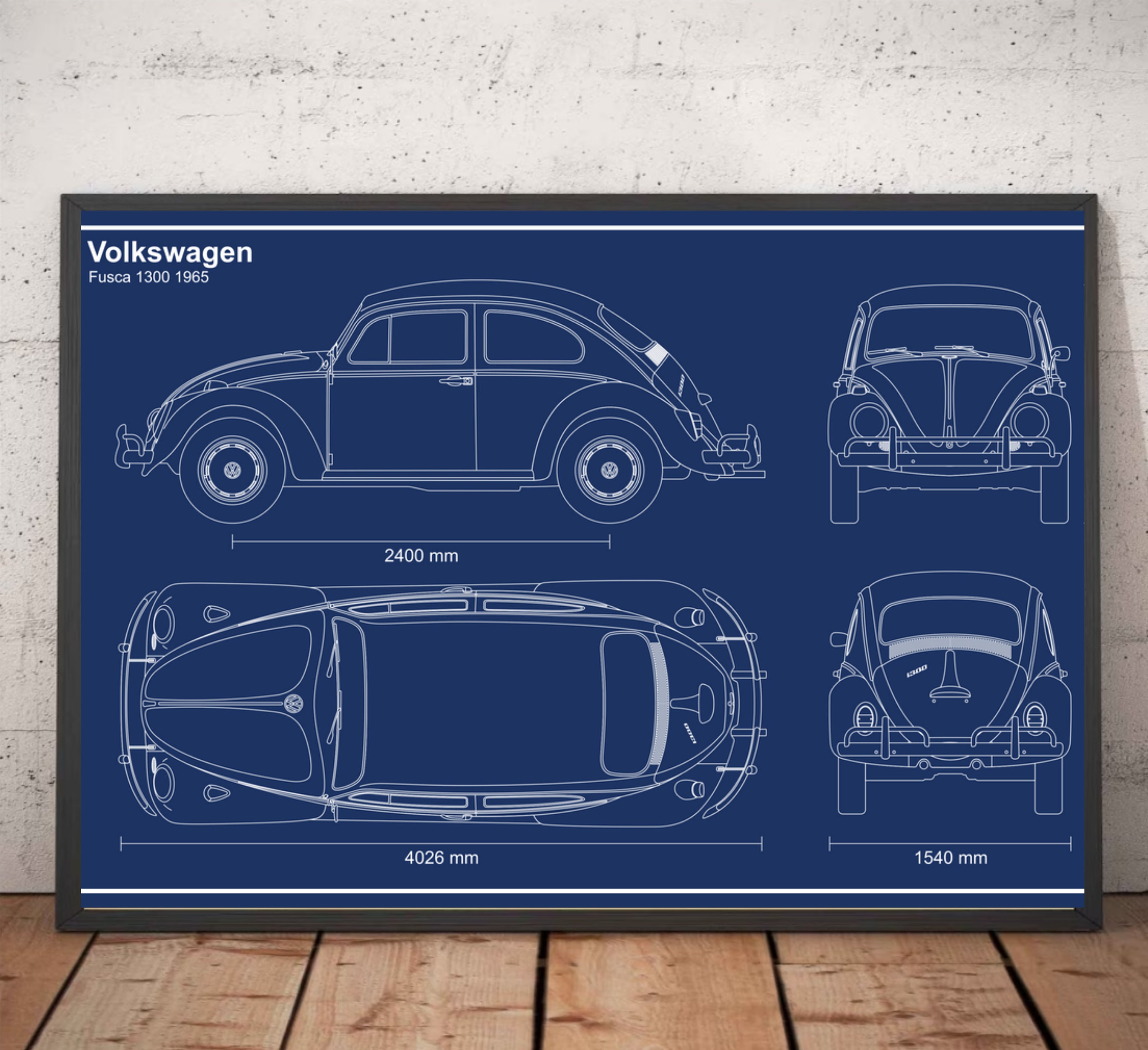 VW Beetle Classic Car Schematics Construction Drawing Design Blue Print ...