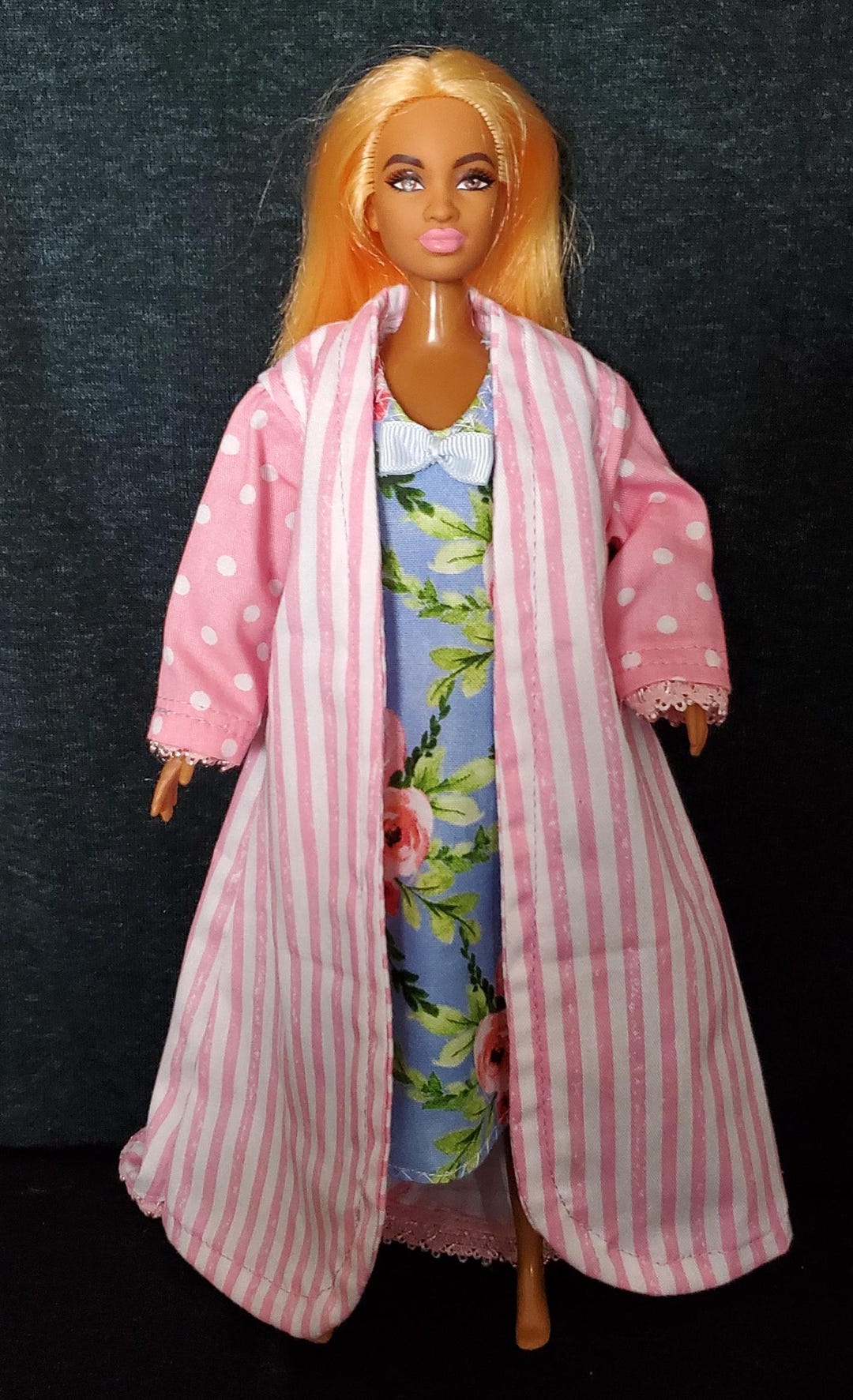 Doll Clothing/clothes/ Large Print Floral Night-gown, Full Length Pink ...