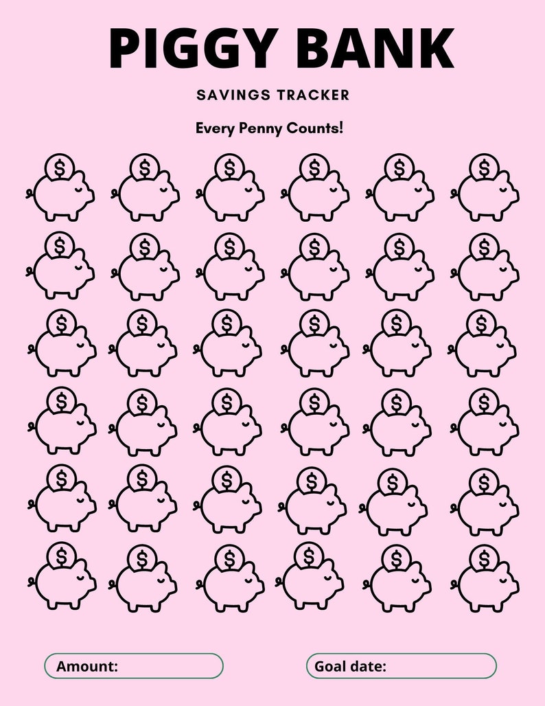 Save Money, Piggy Bank, Planner, Printable - Etsy