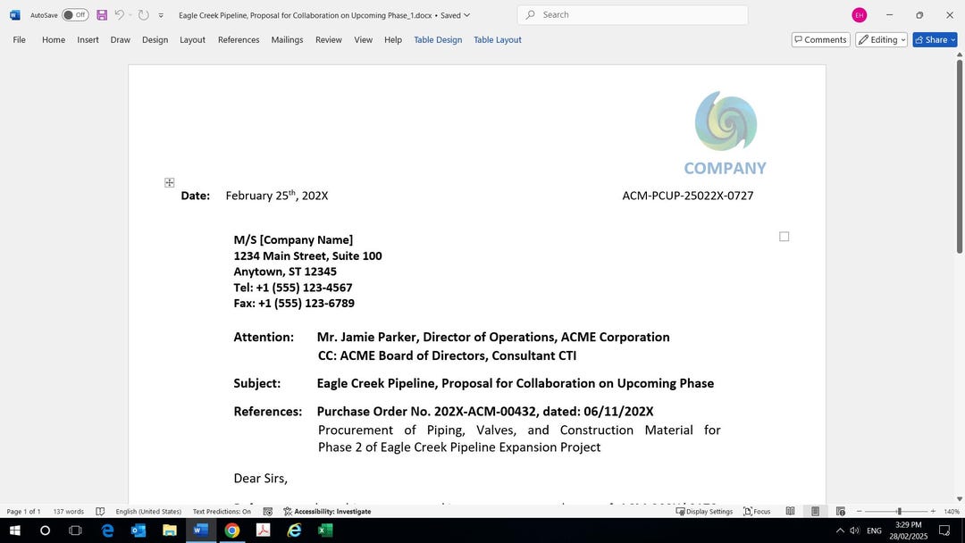 Professional Company Letter Template to Send to Your Client - Etsy
