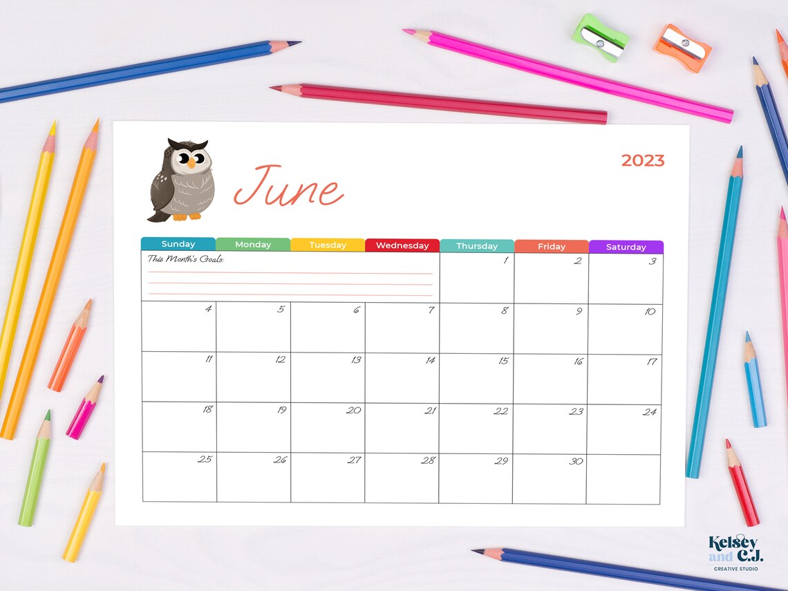 Printable and Fillable 2023 Calendar With Animals, Schedule for Kids ...