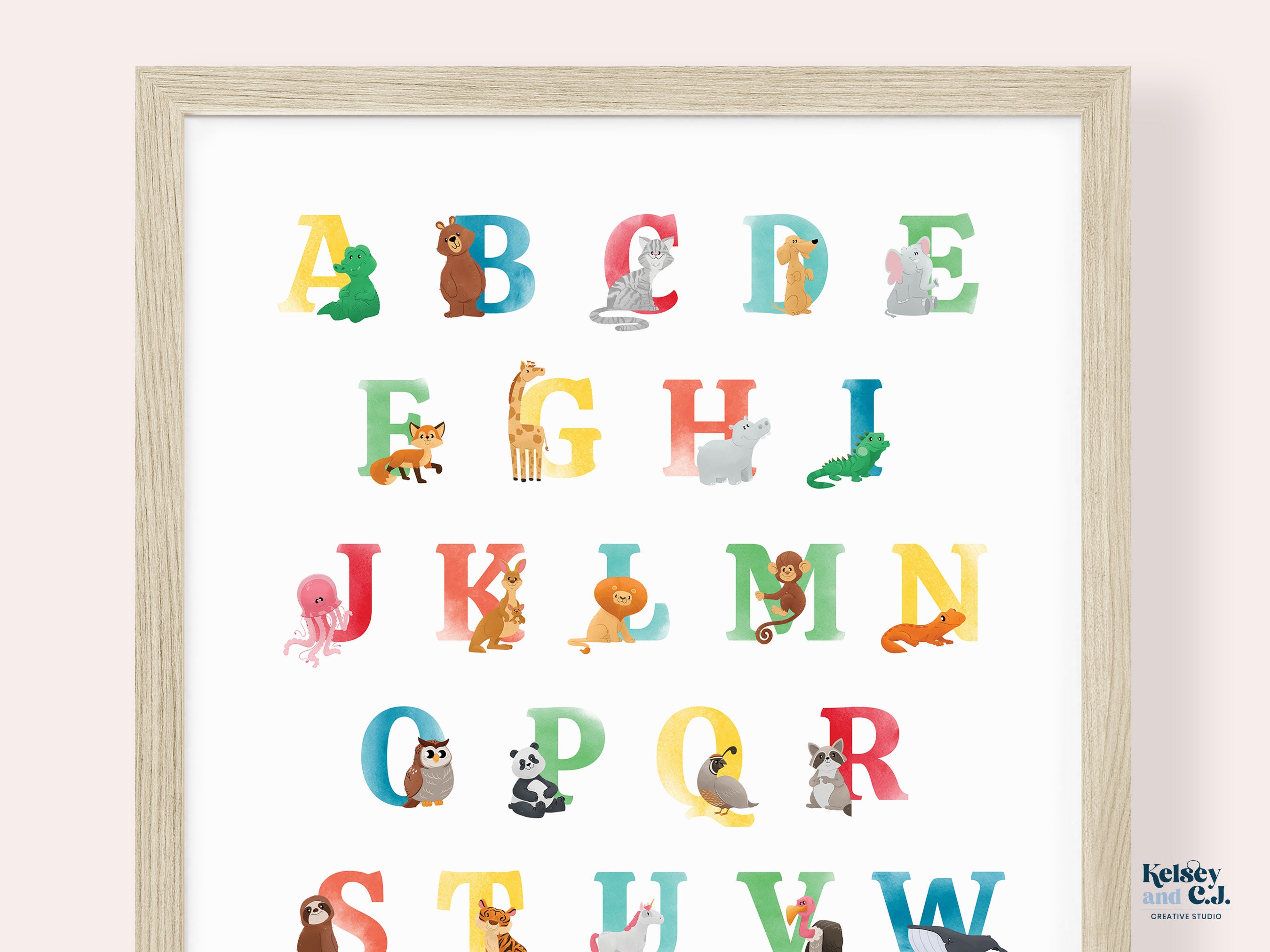 Colorful Animal Alphabet Poster, Instant Download Printable, Kids Room ...