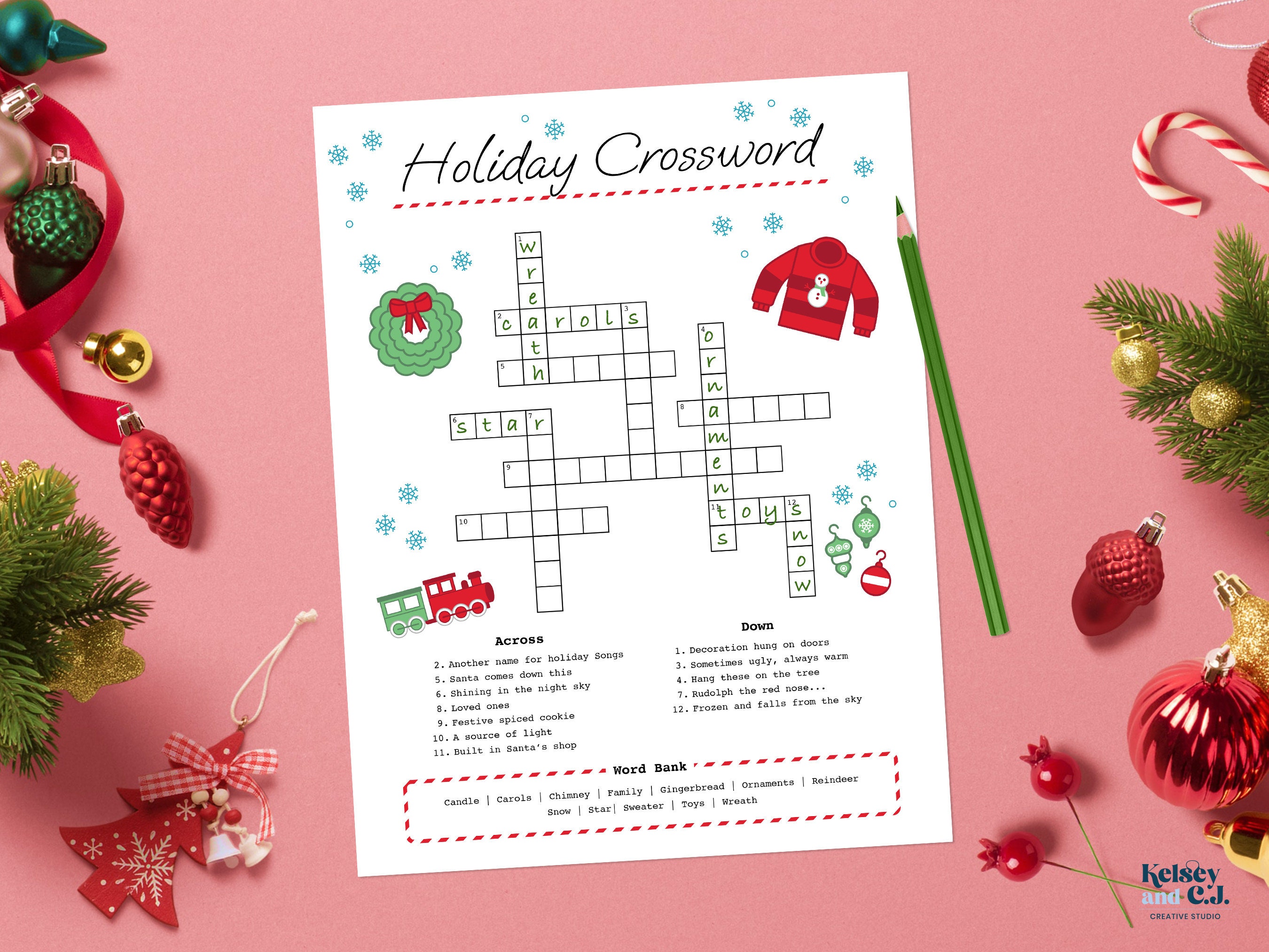 Holiday Activity Sheets Word Search Crossword Puzzle - Etsy