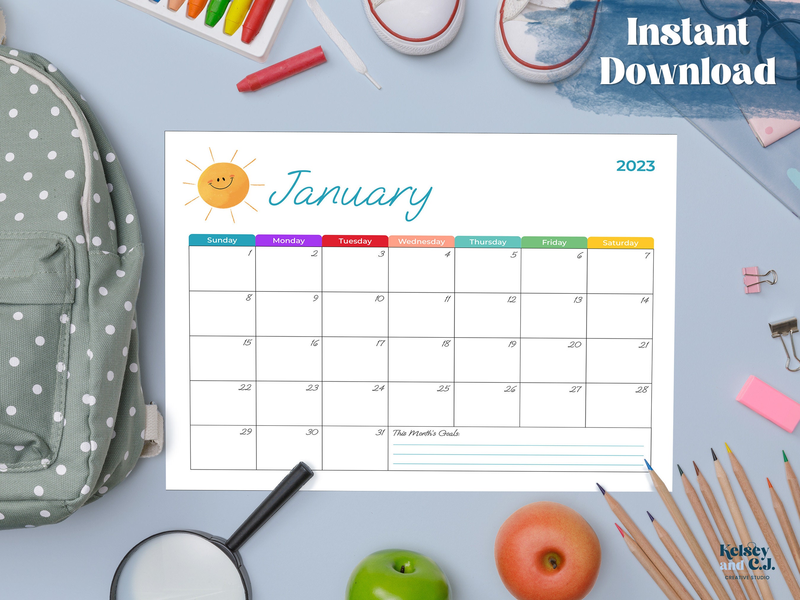 Space Themed Printable and Fillable 2023 Calendar, Schedule for Kids ...