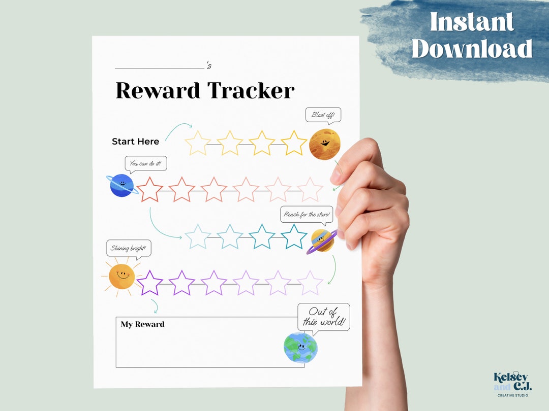 Reward Chart for Kids, Outer Space Themed Behavior Chart, Cute ...