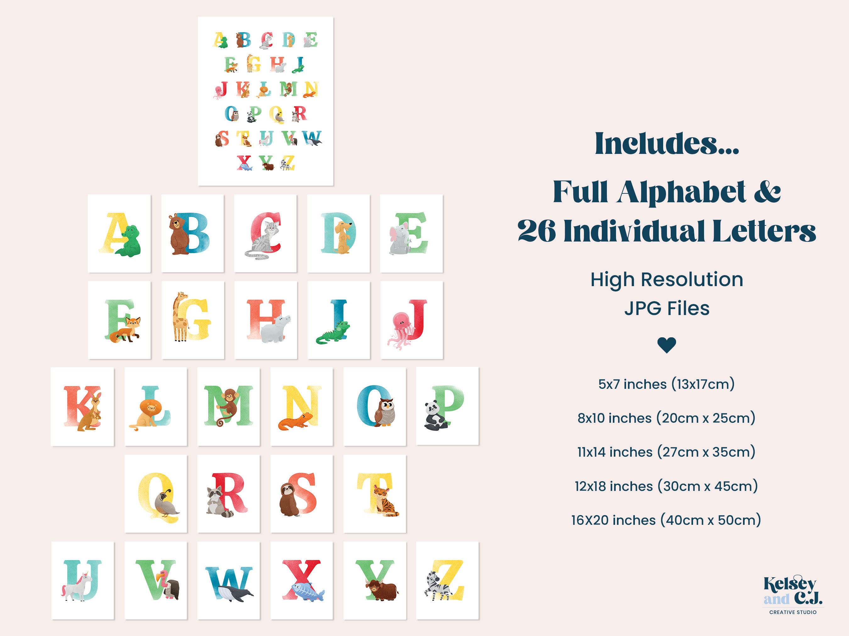 Colorful Animal Alphabet Poster Instant Download Printable - Etsy