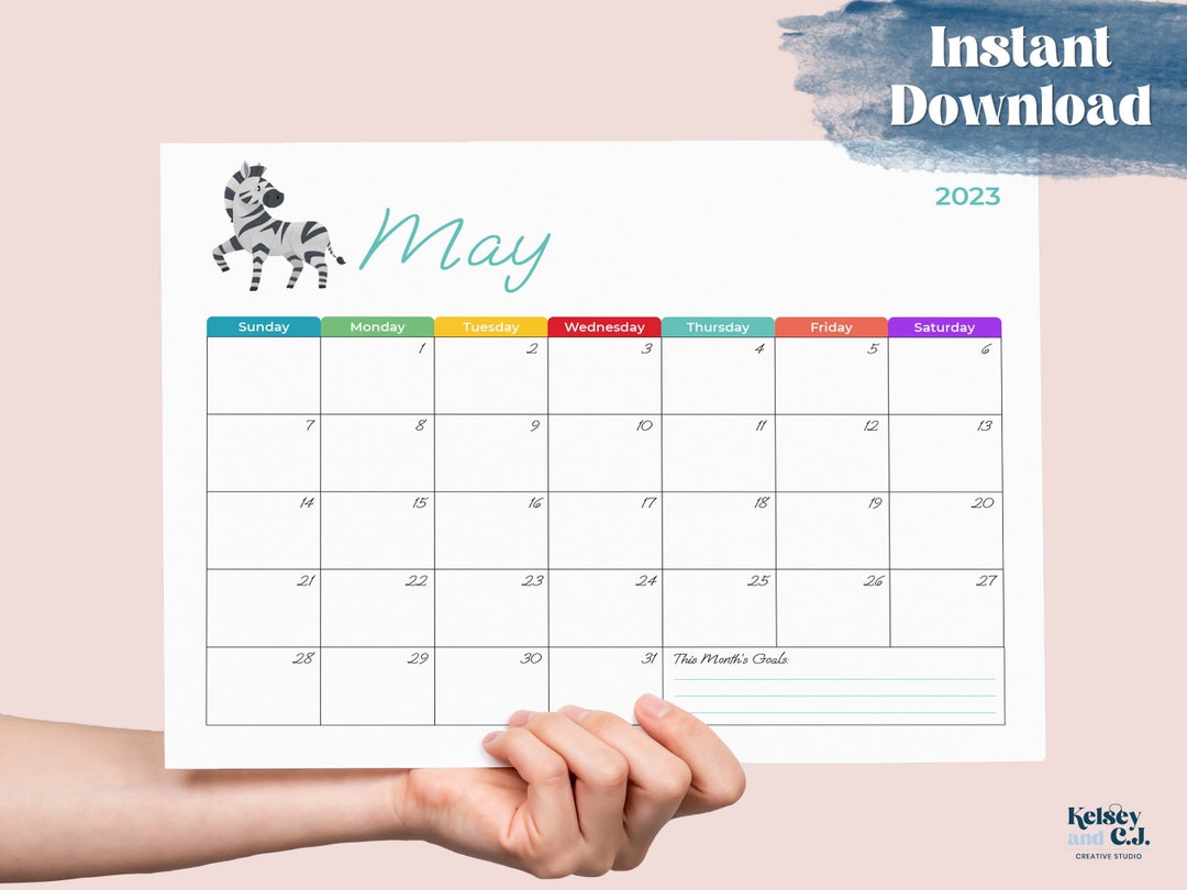 Printable and Fillable 2023 Calendar With Animals, Schedule for Kids ...