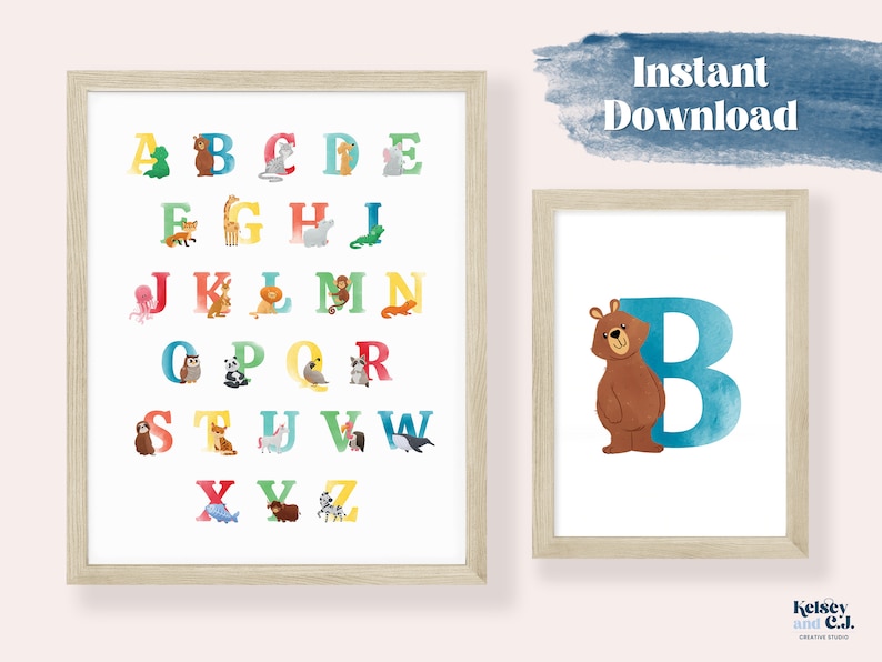 Colorful Animal Alphabet Poster, Instant Download Printable, Kids Room ...