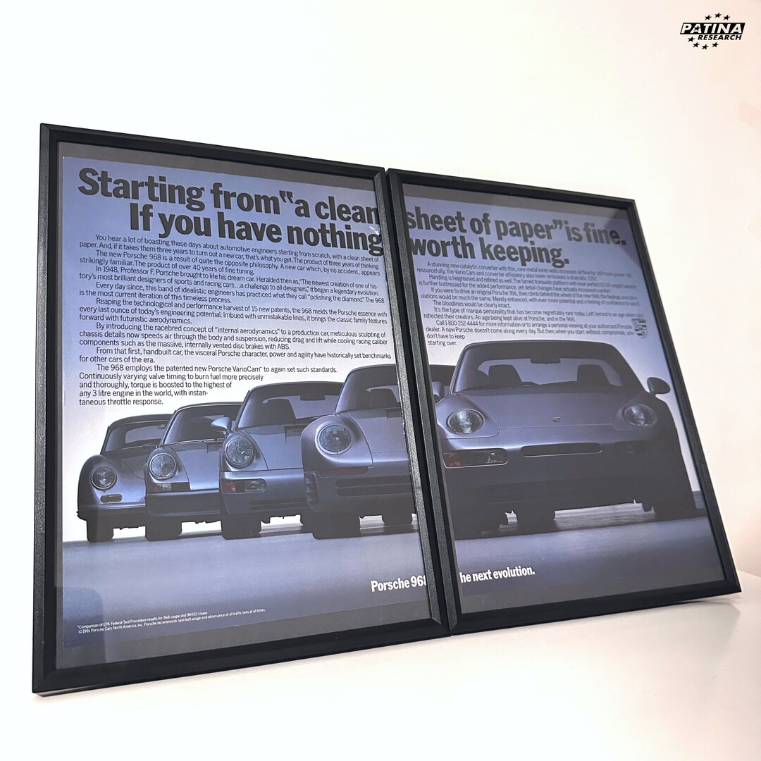Porsche 968 Next Evolution Framed Ad - Etsy