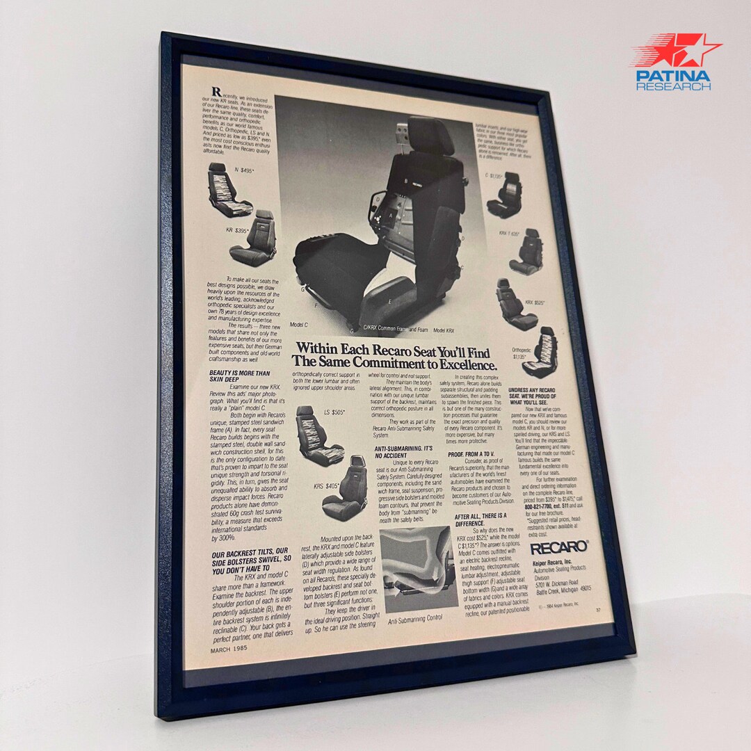 RECARO Seat Framed Ad - Etsy
