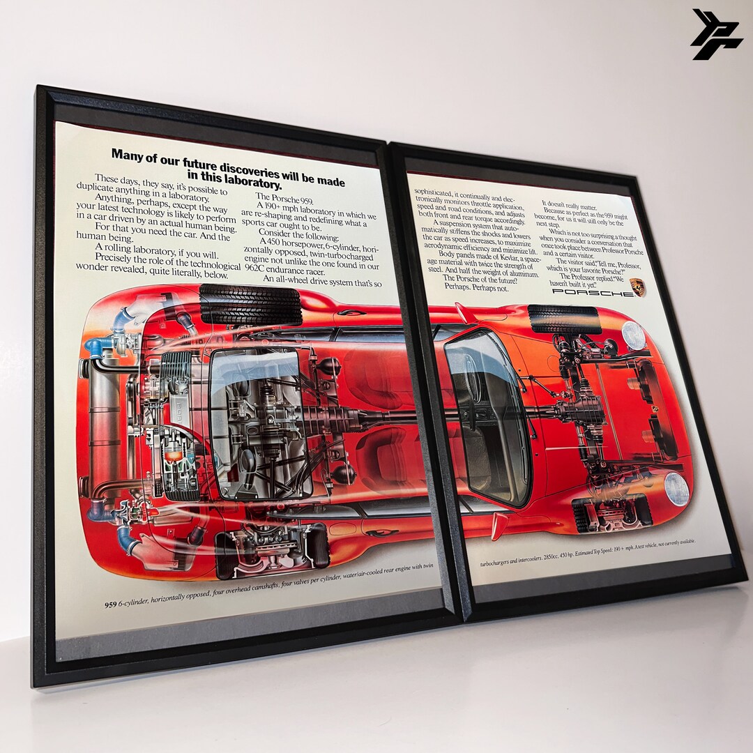 Porsche 959 Skeleton Framed Ad - Etsy