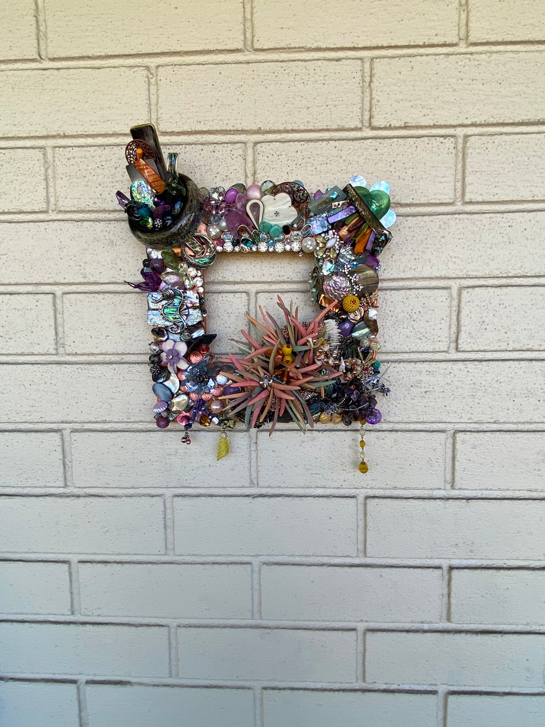 Jewelry Wall Frame, Maximalist Frame Art, the Spiney Urchin, Colorful ...