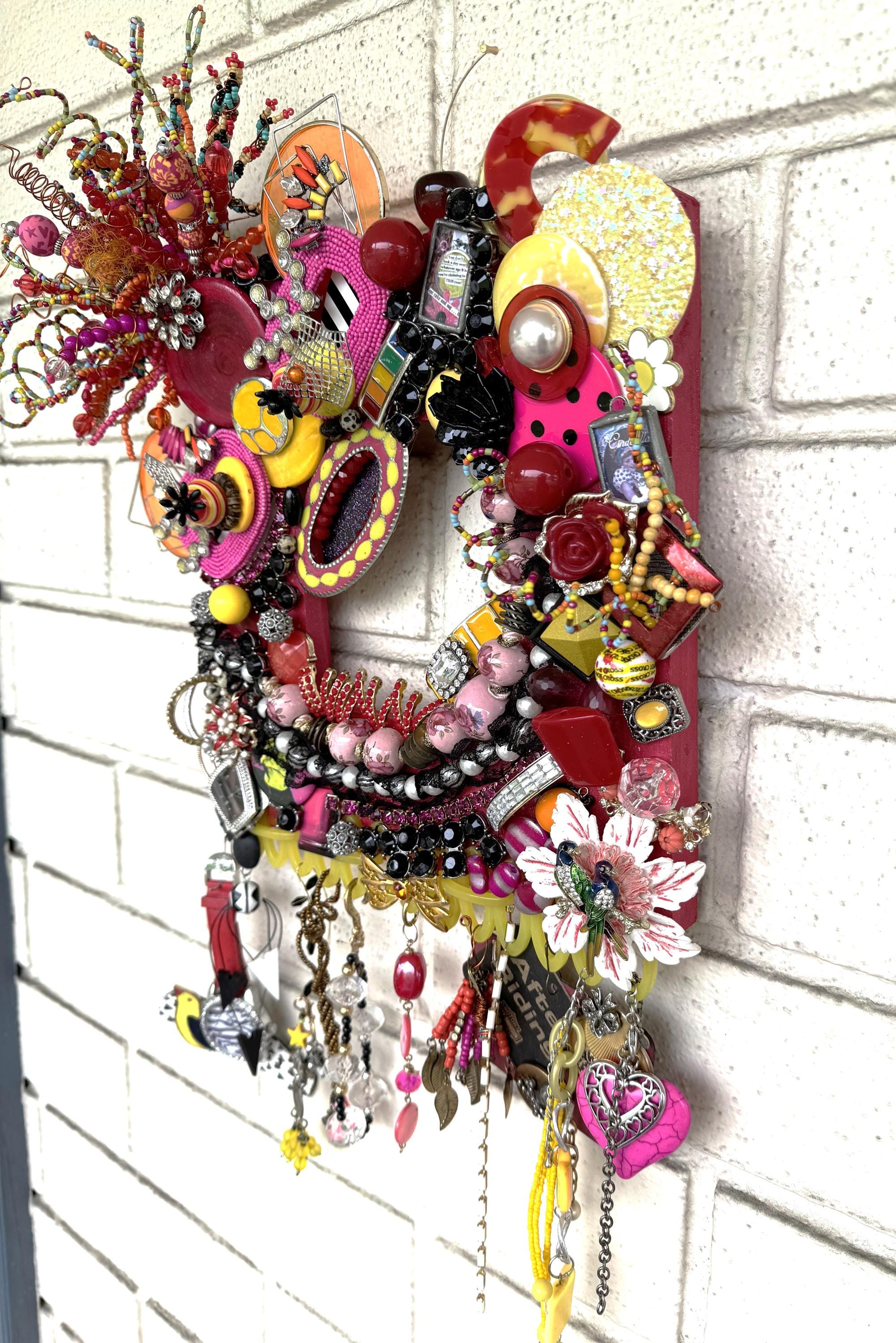 Vintage Jewelry Frame Art, Weirdcore, Abstract Wall Art, "help! My Hair ...